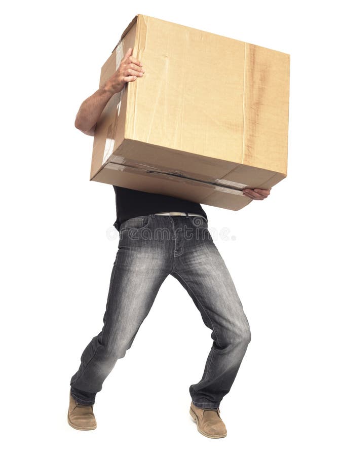 Man Carrying Box Different Angle Stock Photo - Image of misfortune ...