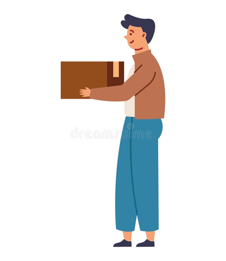 Man Carrying a Box Donation Stock Vector - Illustration of charity ...
