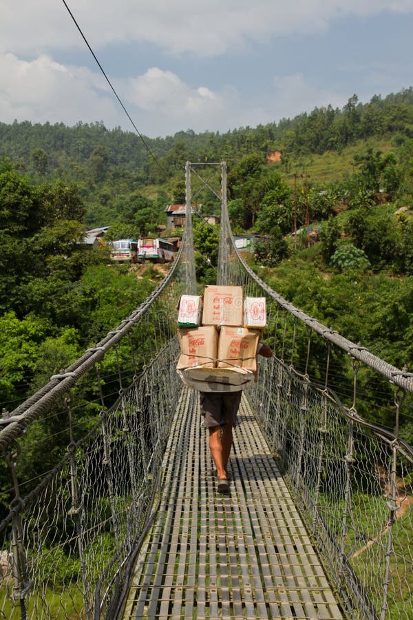 Man Carrying Boxes, Chitwan, Nepal Editorial Stock Image - Image of ...
