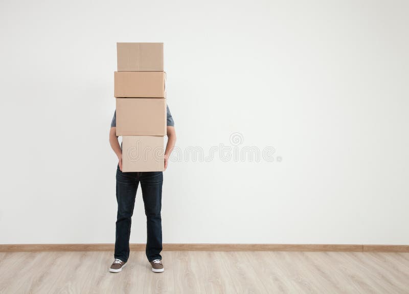 Man carrying boxes stock photo. Image of package, moving - 57129804