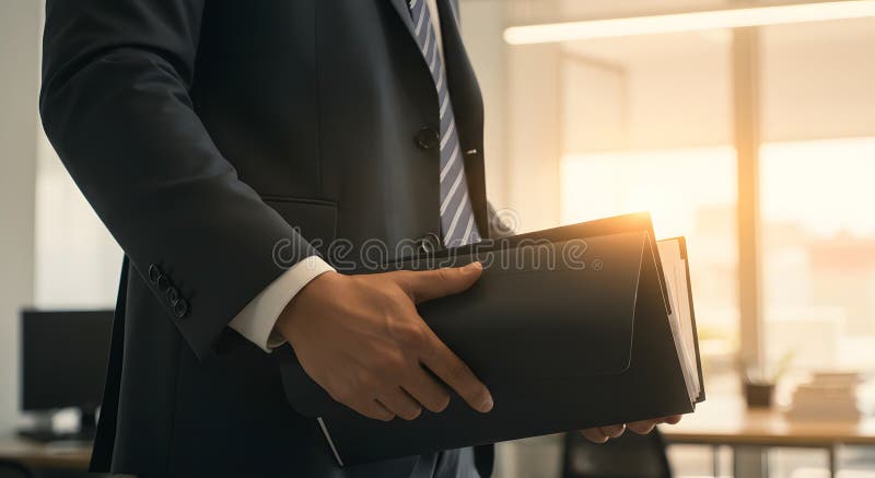 Man Carrying Documents in Office Sunlight Shows Professionalism and ...