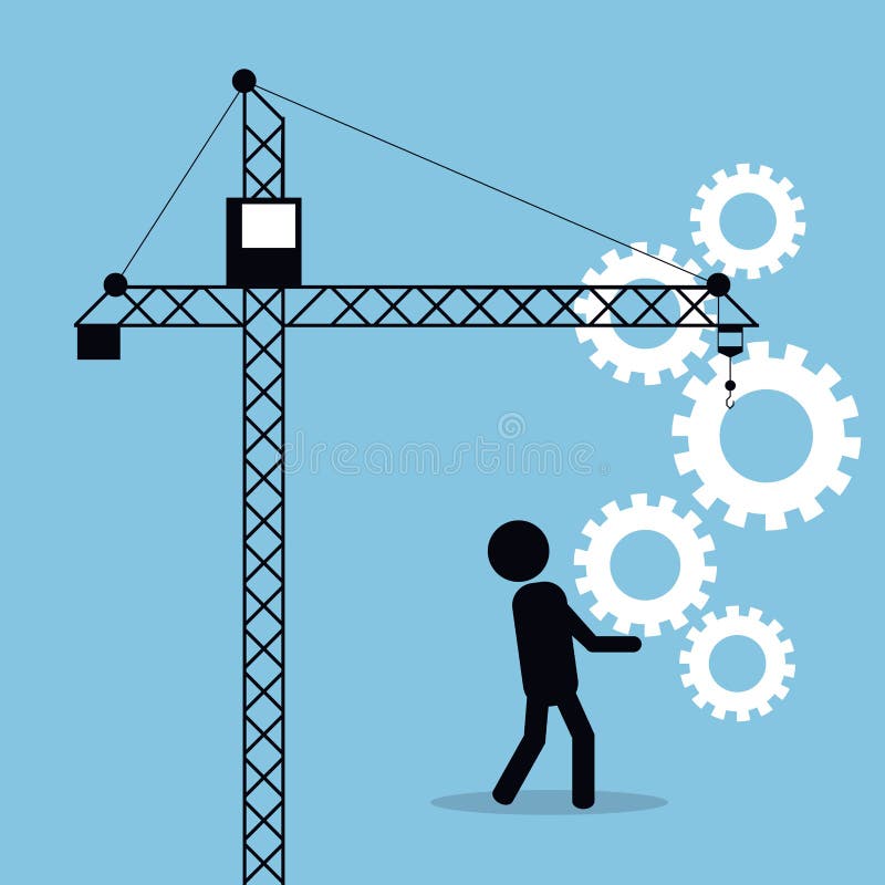 Man Carrying Gears Crane Business Concept Stock Vector - Illustration ...