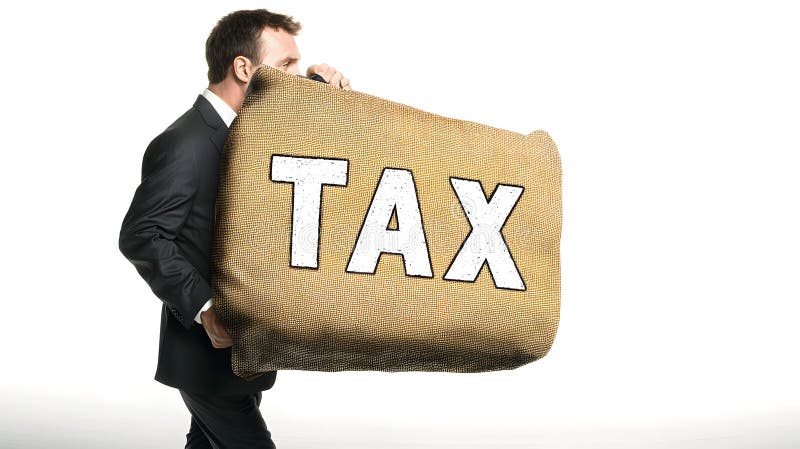 Man Carrying a Heavy Tax Bag Stock Photo - Image of economy, struggle ...