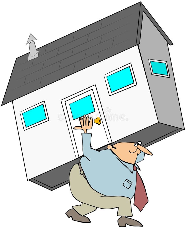 Man Carrying a House on His Back Stock Illustration - Illustration of ...