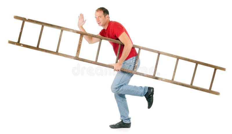 Man carrying ladder stock image. Image of dynamic, occupation - 11386851