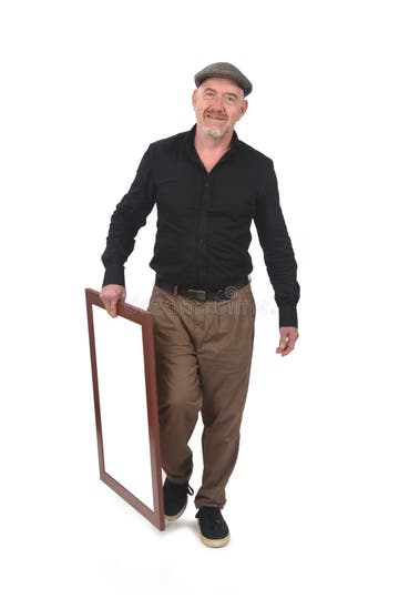 Man Carrying an Object on White Background Stock Photo - Image of ...