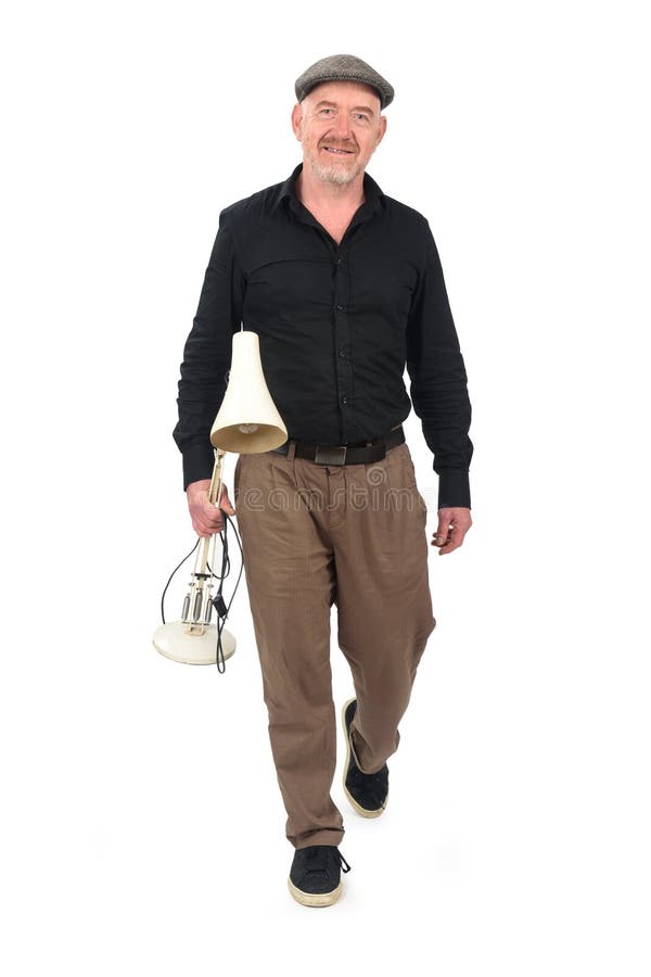 Man Carrying Objects on White Background Stock Image - Image of beard ...