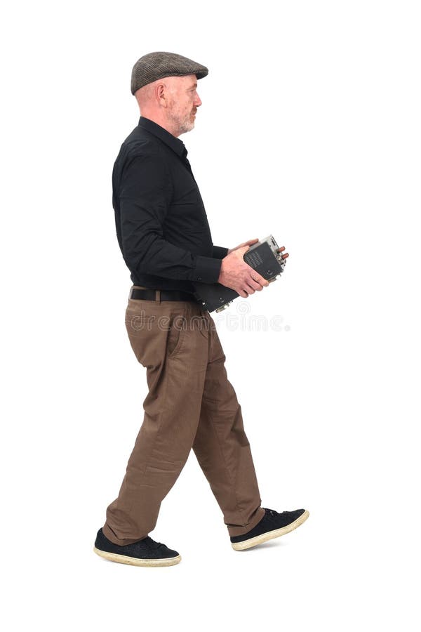 Man Carrying Objects on White Background Stock Image - Image of beard ...