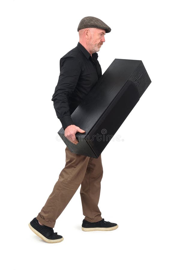 Man Carrying Objects on White Background Stock Image - Image of beard ...