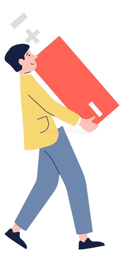 A Man is Carrying a Red Box Stock Vector - Illustration of express ...