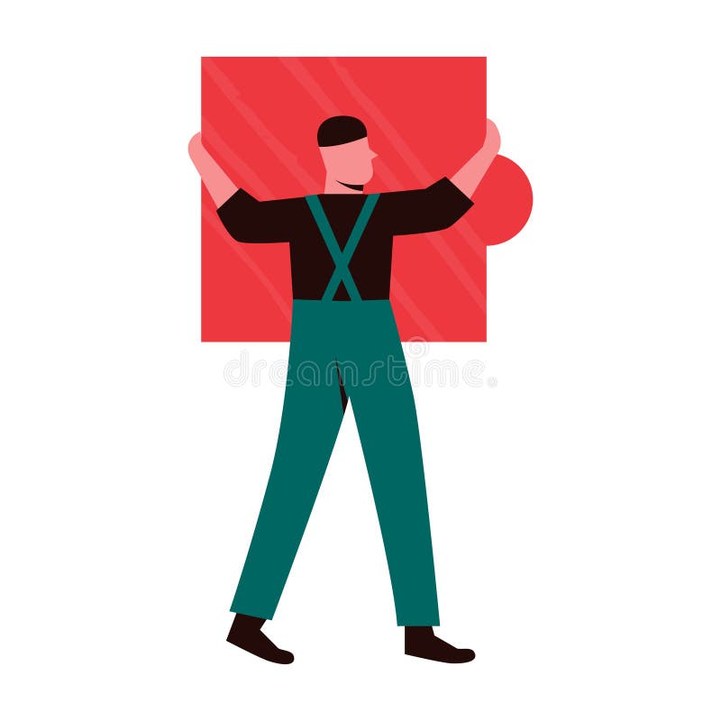 Man carrying a square stock vector. Illustration of peeking - 309834193