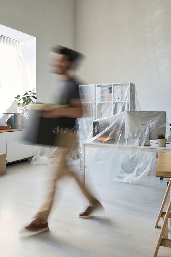 Man Carrying Things in Box during the Move Stock Image - Image of ...