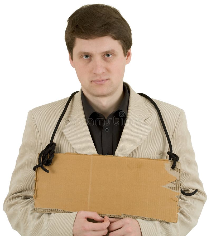 Homeless Man Holding Cardboard Sign Stock Image - Image of studio, sign ...