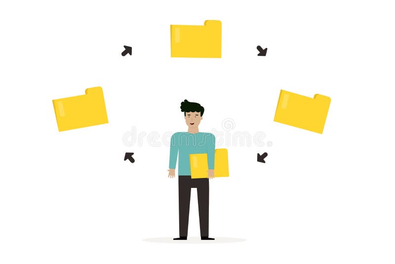 Man Cartoon Businessman Character with File and Folder Document Stock ...