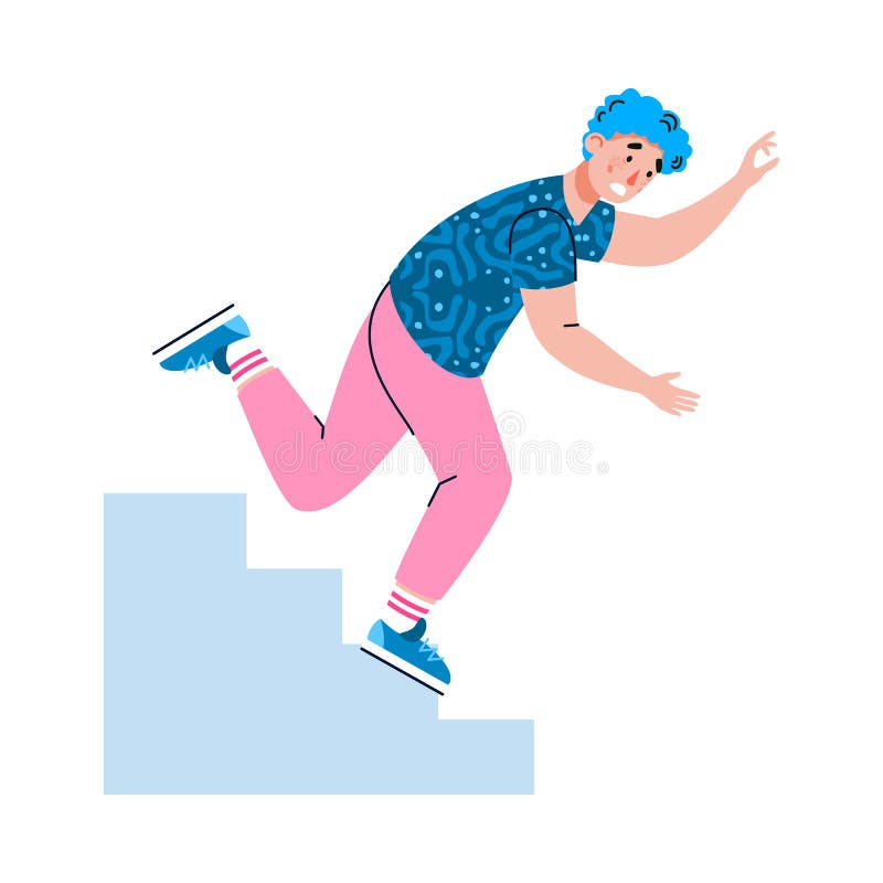 Man Falling Down Stairs Stock Illustrations – 196 Man Falling Down ...