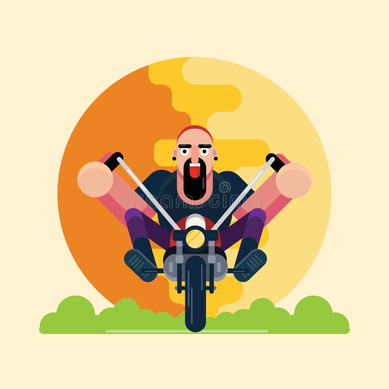 Man in Cartoon Character Riding Motorcycle Stock Vector - Illustration ...