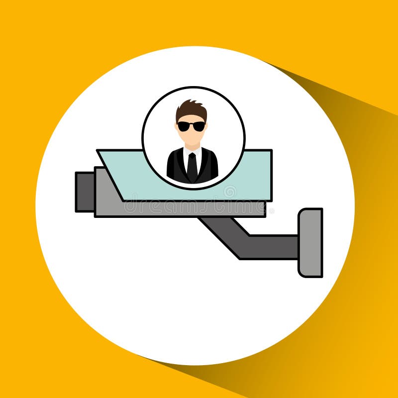 Man Cartoon Digital Technology Security Surveillance Camera Stock ...