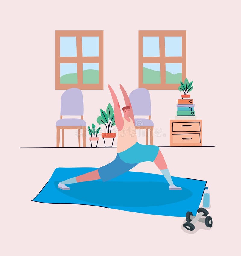 Man Cartoon Doing Exercise at Home Vector Design Stock Vector ...