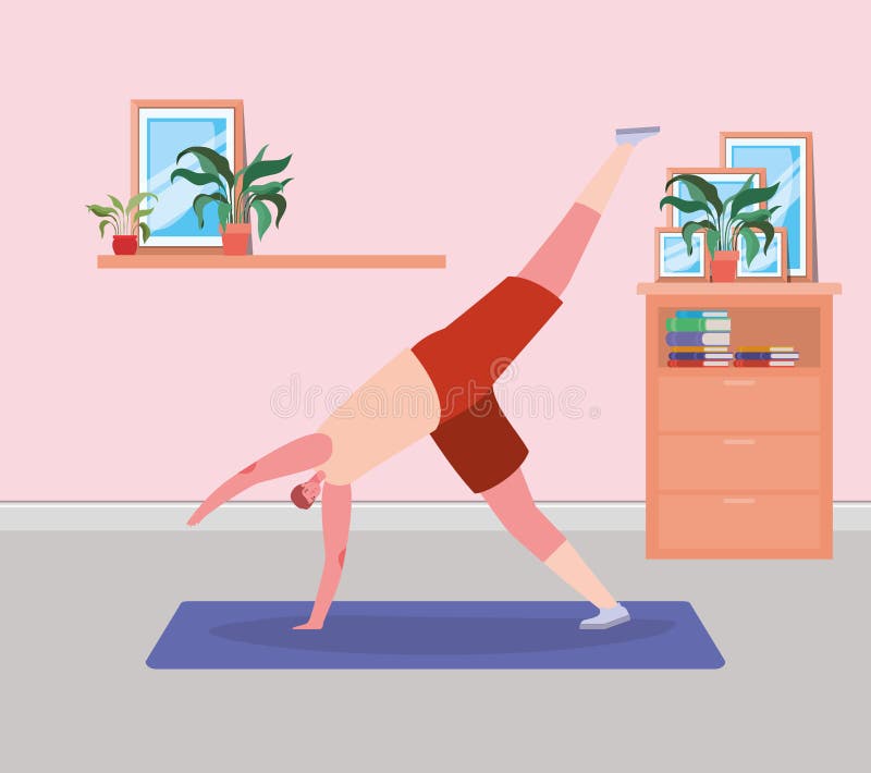 Man Cartoon Doing Exercise at Home Vector Design Stock Vector ...