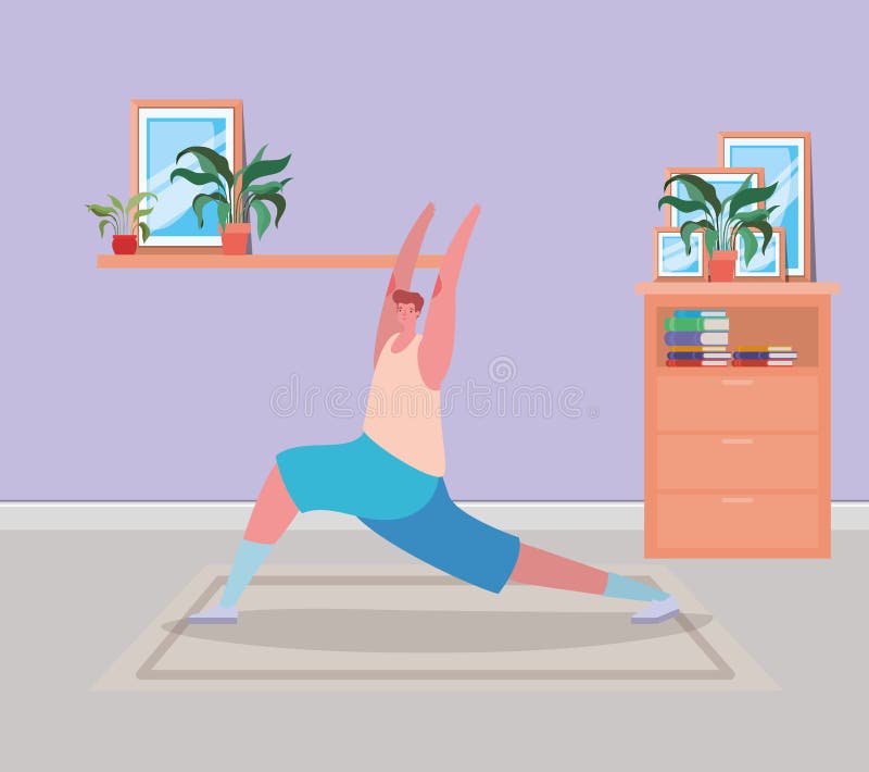 Man Cartoon Doing Exercise at Home Vector Design Stock Vector ...
