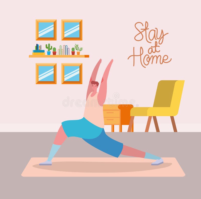 Man Cartoon Doing Exercise at Home Vector Design Stock Vector ...