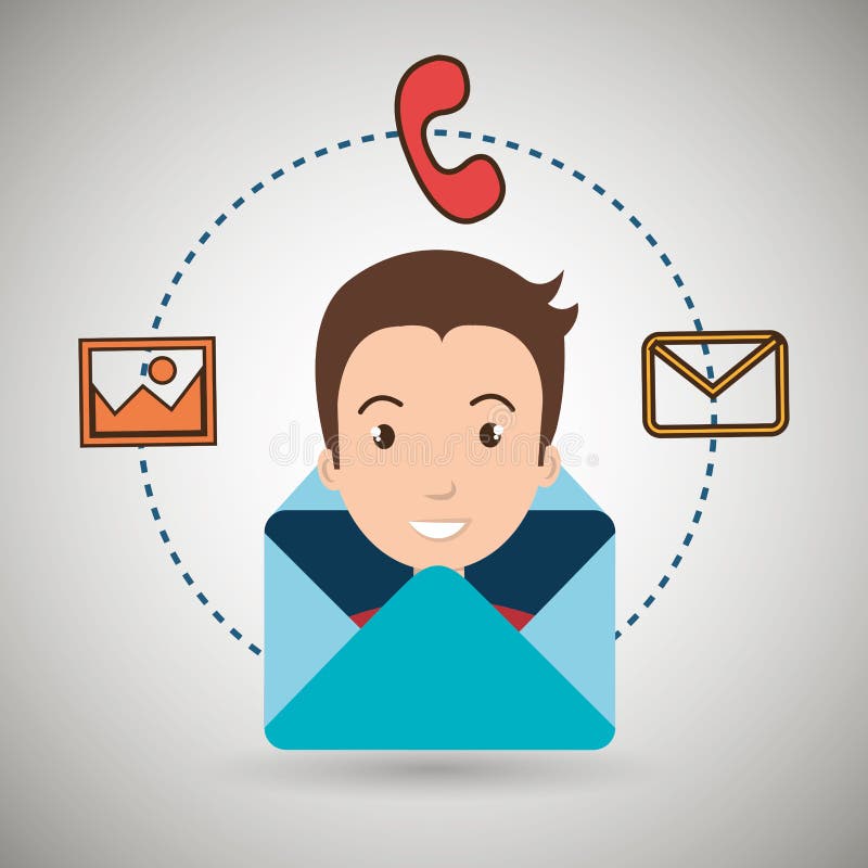 Man Cartoon Email Telephone Stock Illustration - Illustration of ...