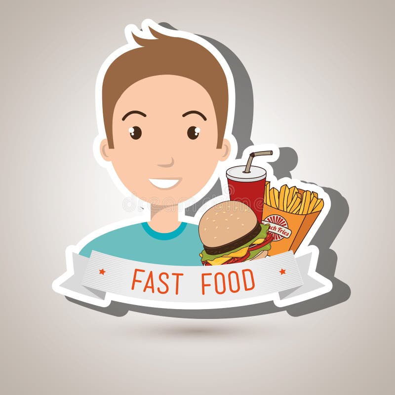 Man cartoon fast food stock illustration. Illustration of cartoon ...