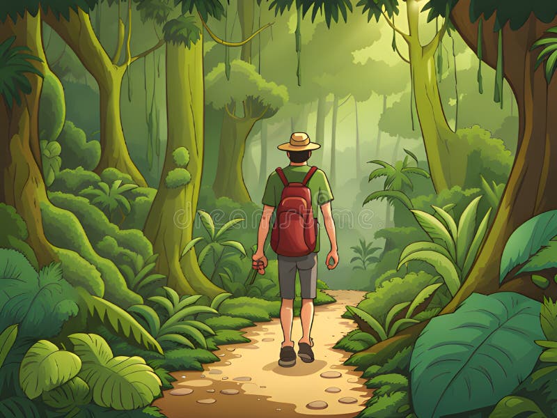 Man Cartoon in the Forest, Ai Generated Stock Illustration ...