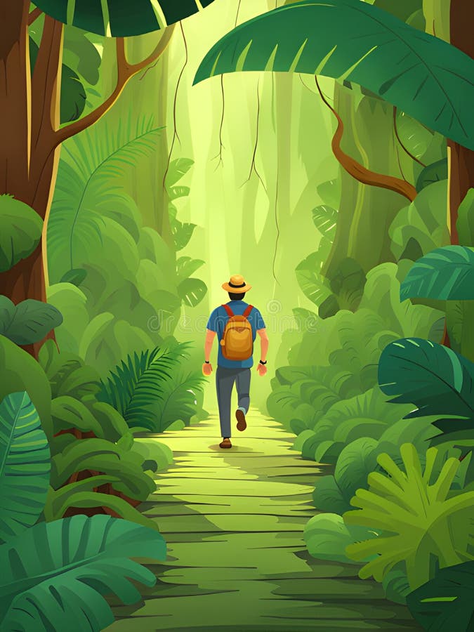 Man Cartoon in the Forest, Ai Generated Stock Illustration ...