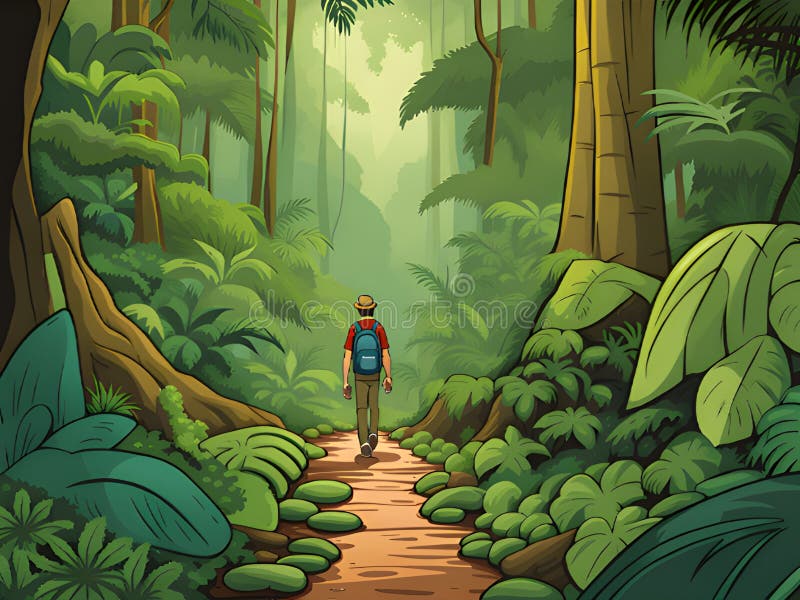 Man Cartoon in the Forest, Ai Generated Stock Illustration ...