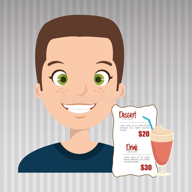 Man cartoon menu food stock illustration. Illustration of dessert ...