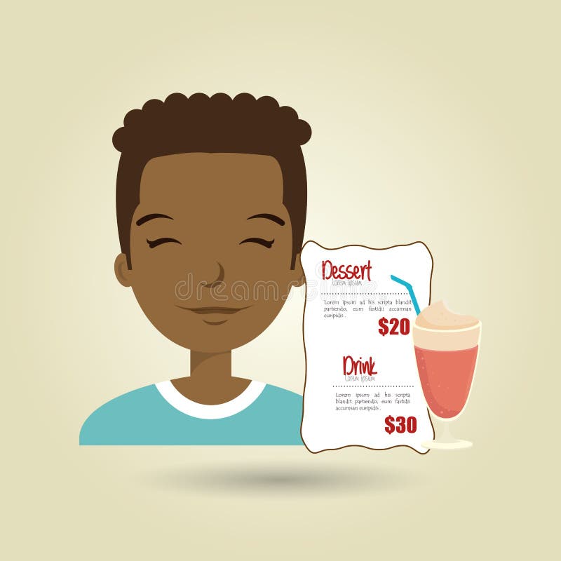 Man cartoon menu food stock illustration. Illustration of closed - 83156799