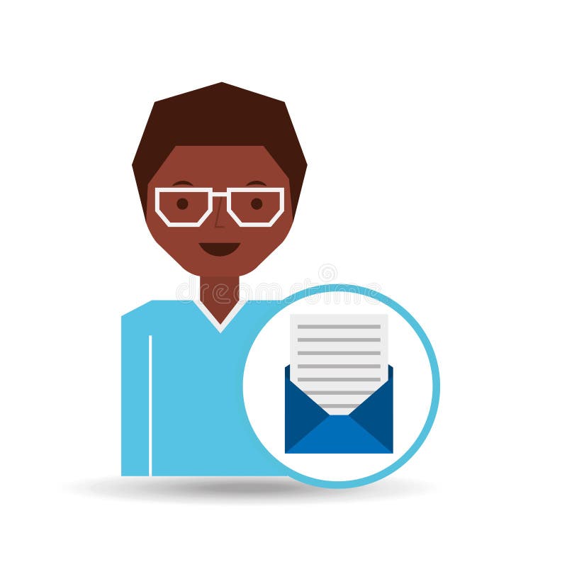 Man Cartoon Message Email Envelope Stock Vector - Illustration of male ...