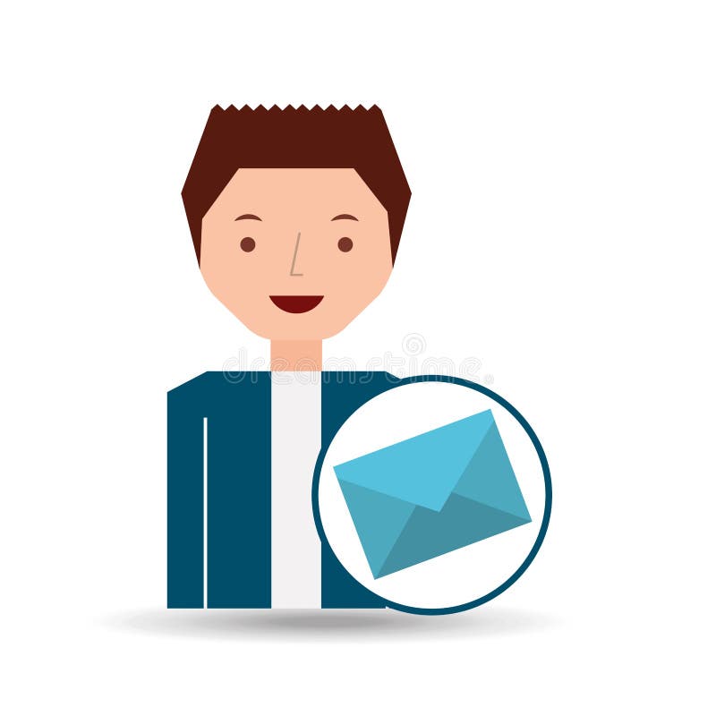 Man Cartoon Message Email Envelope Stock Vector - Illustration of male ...