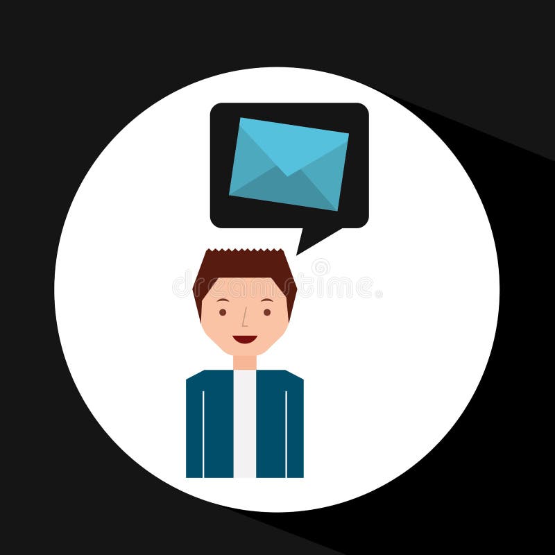 Man Cartoon Message Email Envelope Stock Vector - Illustration of send ...