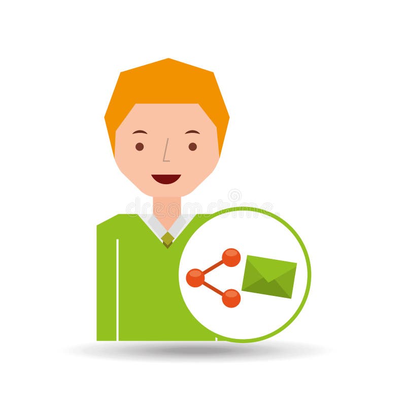 Man Cartoon Message Email Share Stock Vector - Illustration of ...