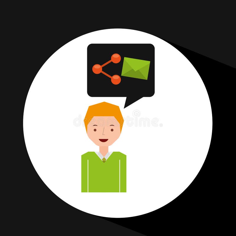 Man Cartoon Message Email Envelope Stock Vector - Illustration of male ...