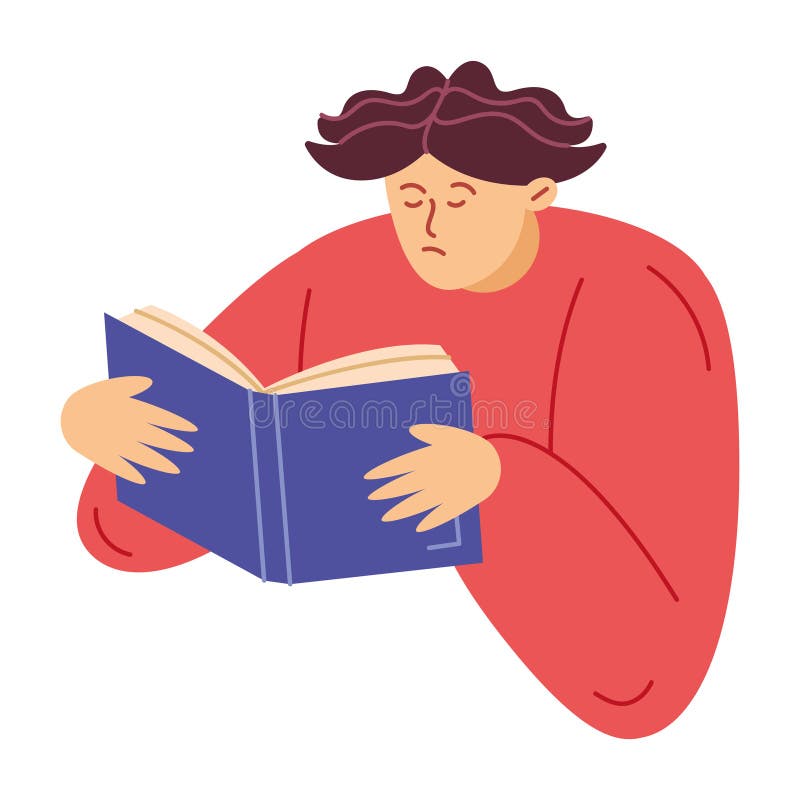 Man cartoon reading book stock illustration. Illustration of study ...