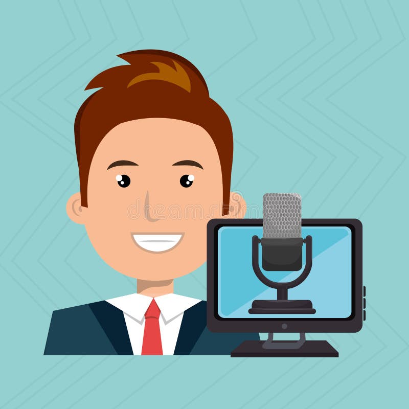 Man Cartoon Speak Microphone Stock Illustration - Illustration of ...