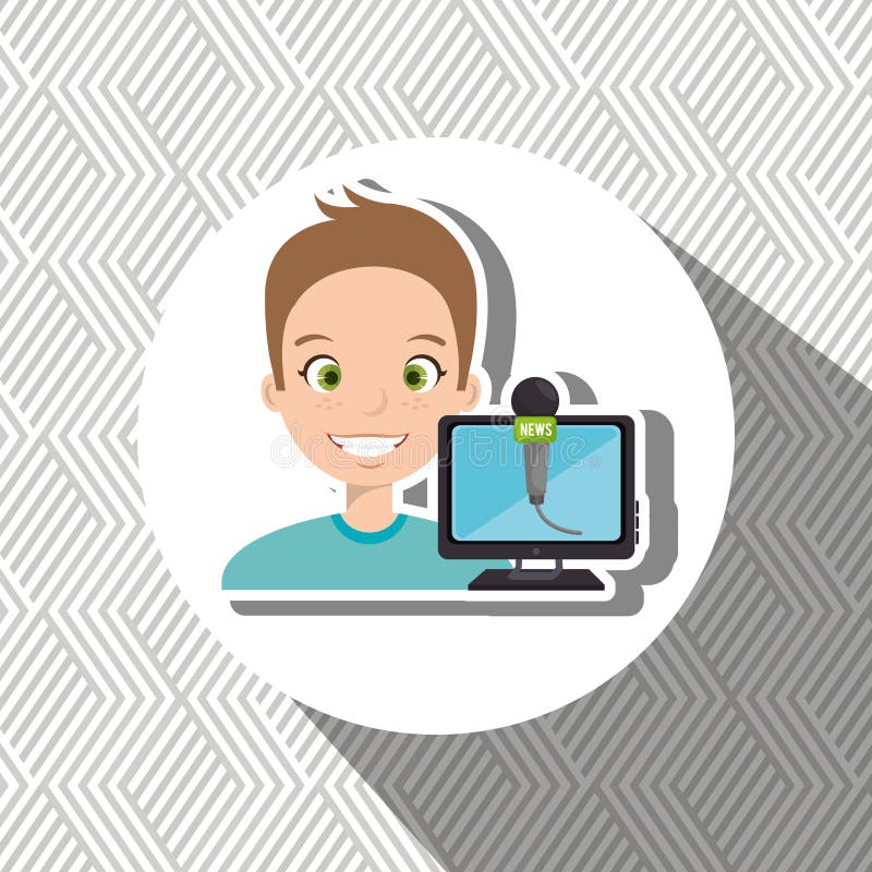 Man Cartoon Speak Microphone Stock Illustration - Illustration of ...