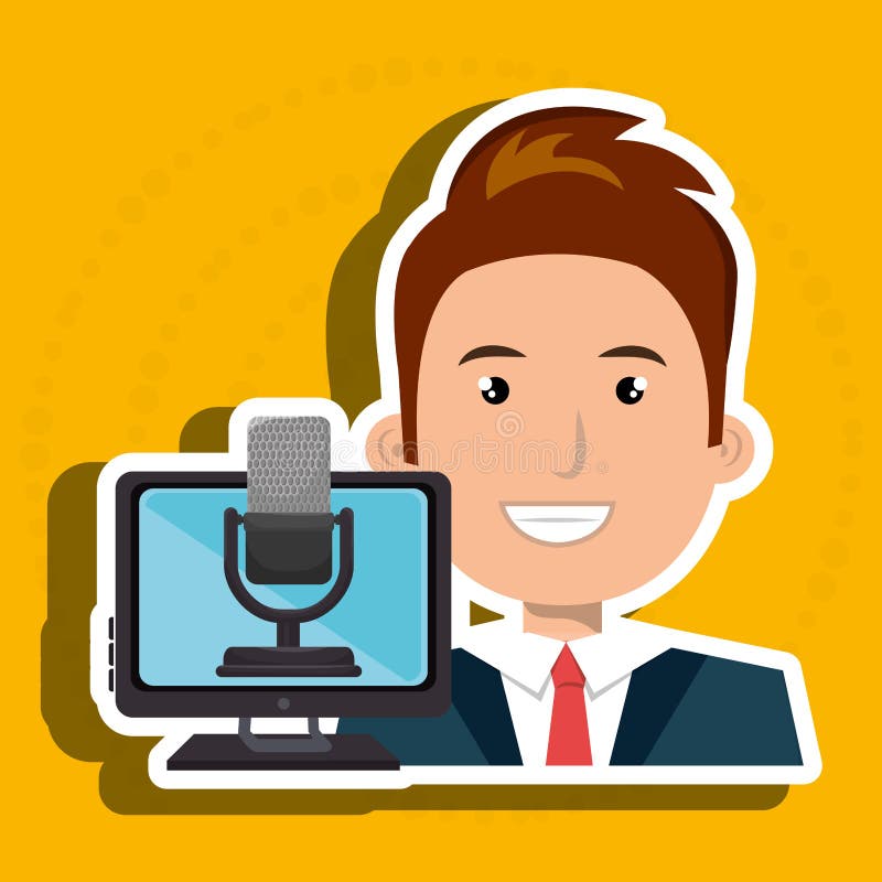 Man Cartoon Speak Microphone Stock Illustration - Illustration of talk ...