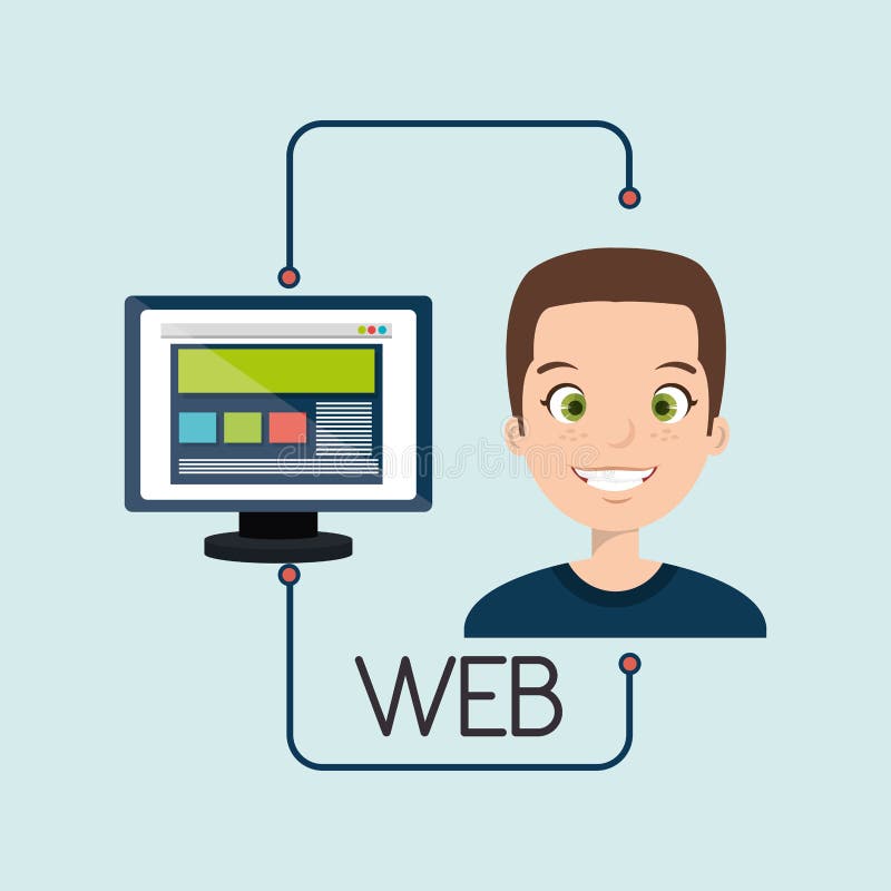 Man cartoon web page stock illustration. Illustration of flat - 83160045