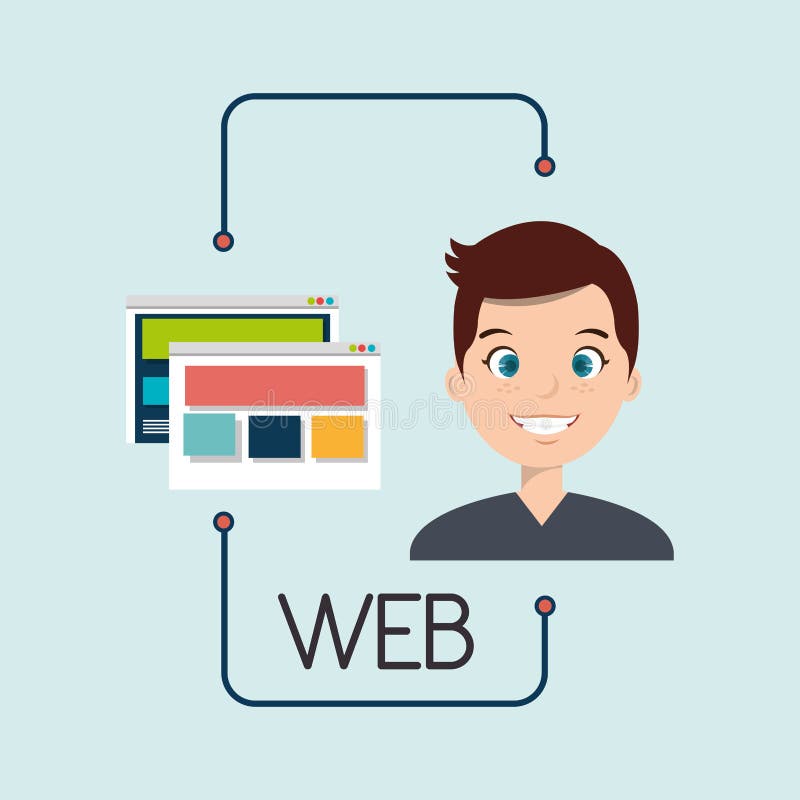 Man cartoon web page stock illustration. Illustration of list - 83160428