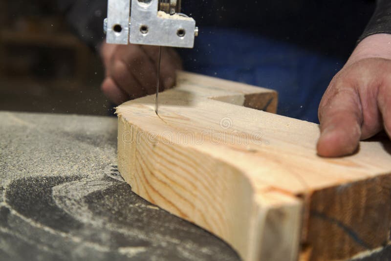 Man Carving Tree with Electric Tool Stock Photo - Image of carpenter ...