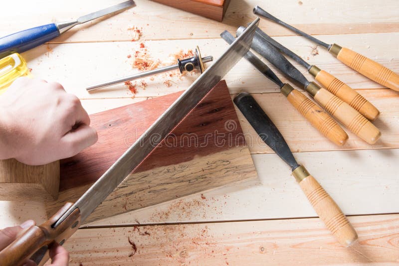 Man Carving Wood with Handtools Stock Photo - Image of hand, chisel ...