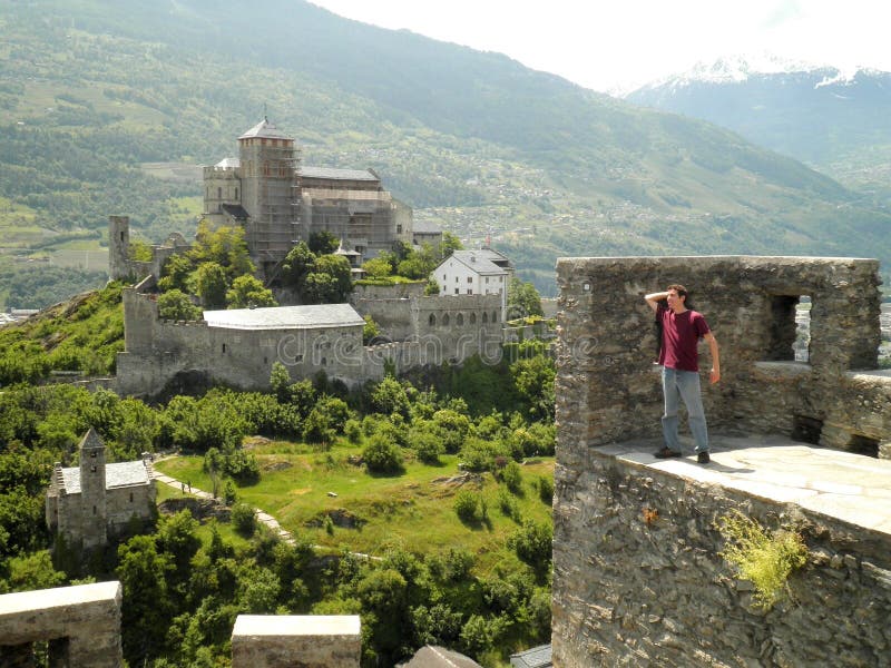 Man Castle Sion Switzerland Stock Photo - Image of forest, mountain ...