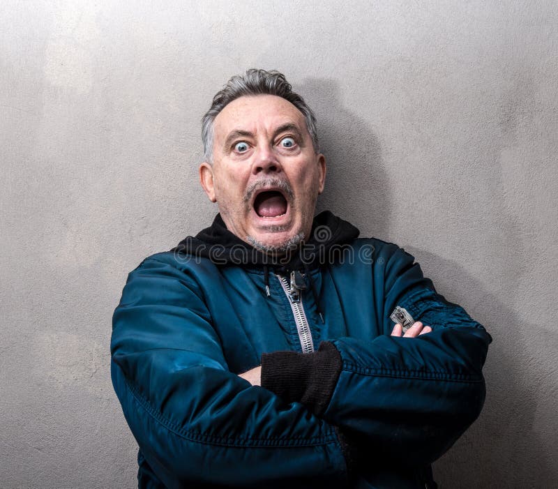 Terrified Look. Close-up of Human Eye Looking through the Human Stock ...