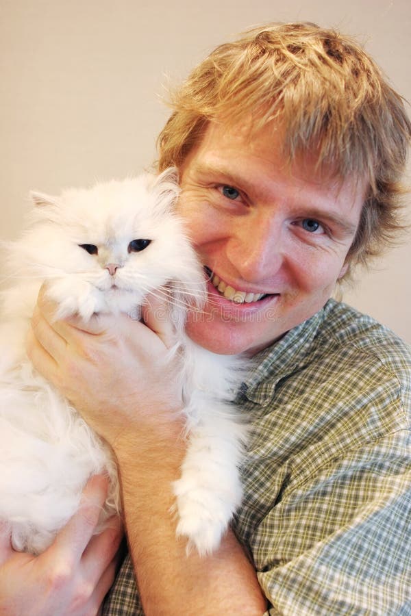 Man and cat stock photo. Image of animal, friendship, face - 4319632