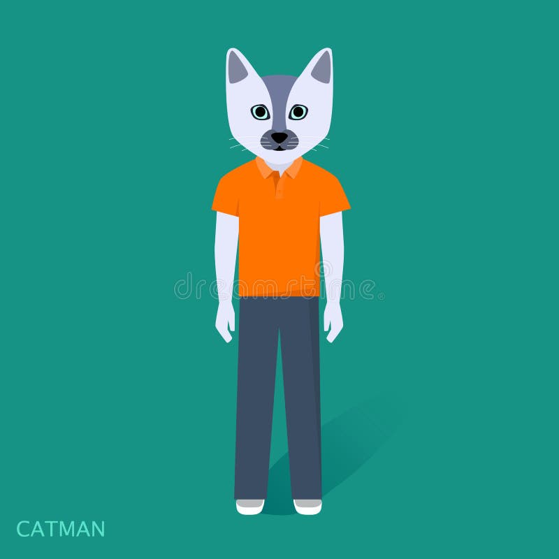 Catman in a Dress. the Human Body is the Head of Animal. Stock Vector ...