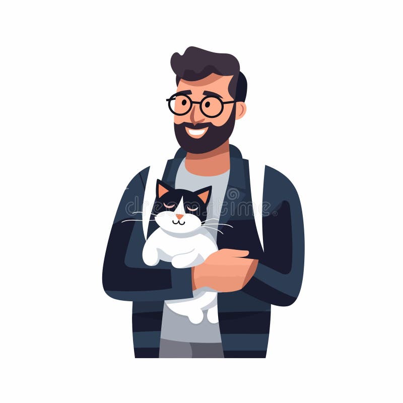 Man with Cat Vector Flat Minimalistic Isolated Illustration Stock ...